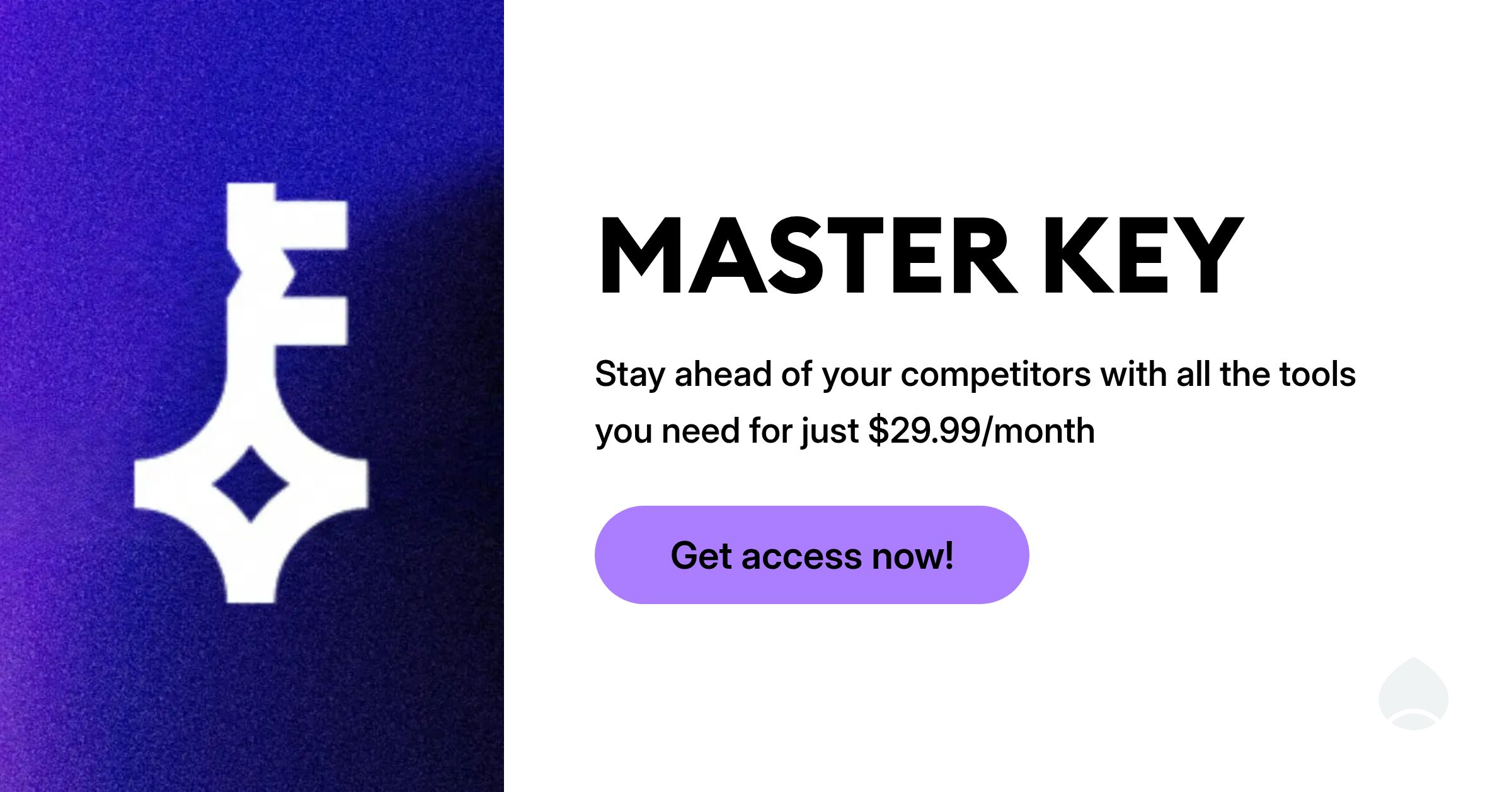 MASTER KEY - Stay ahead of your competitors with all the tools you need for just $29.99/month