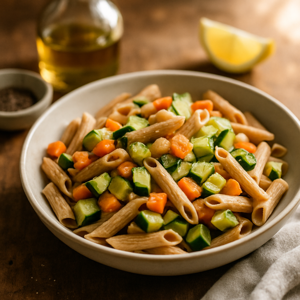 Whole Wheat Pasta with Sautéed Vegetables | DishGen Recipe